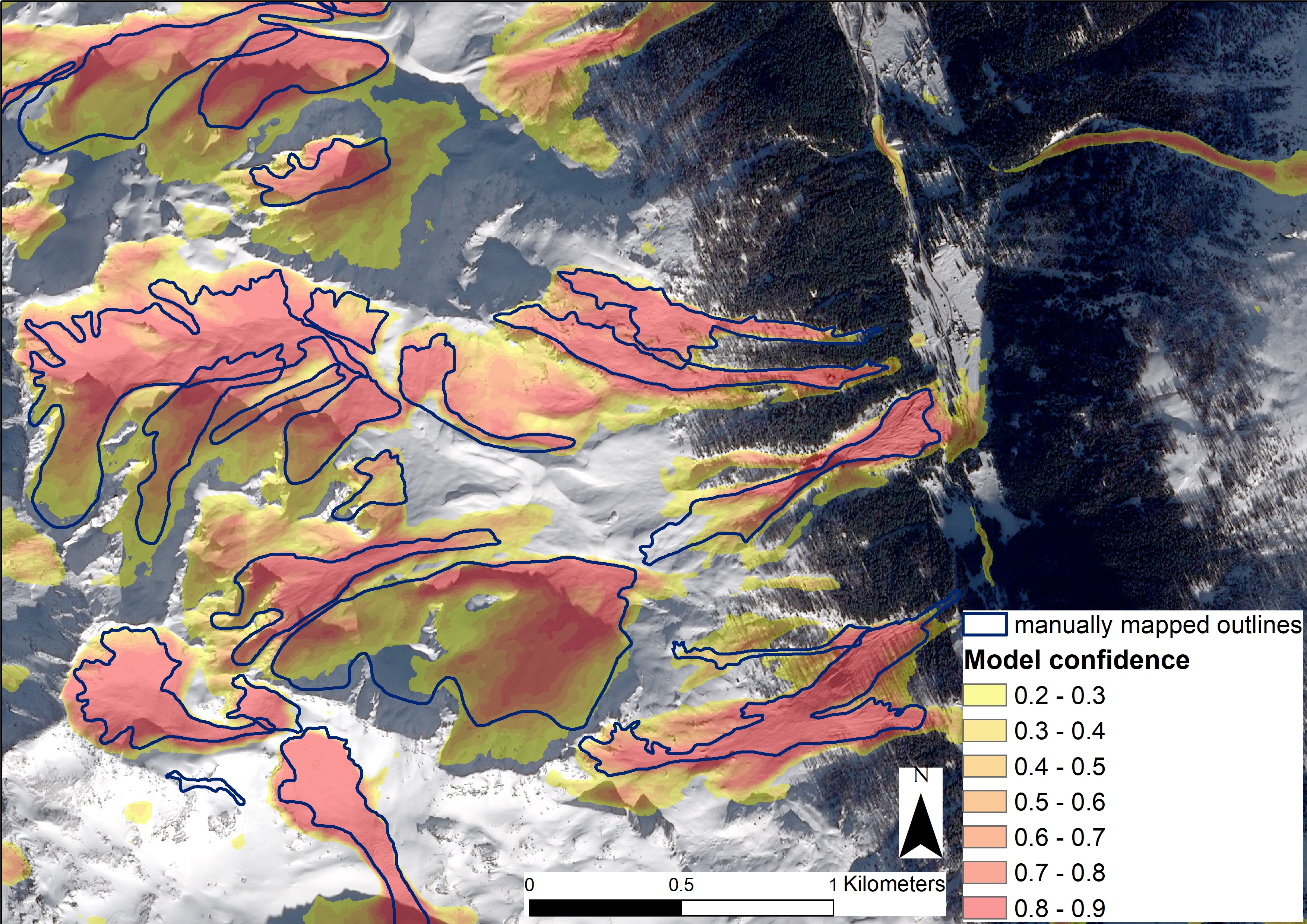 Automatically detecting avalanches in satellite images